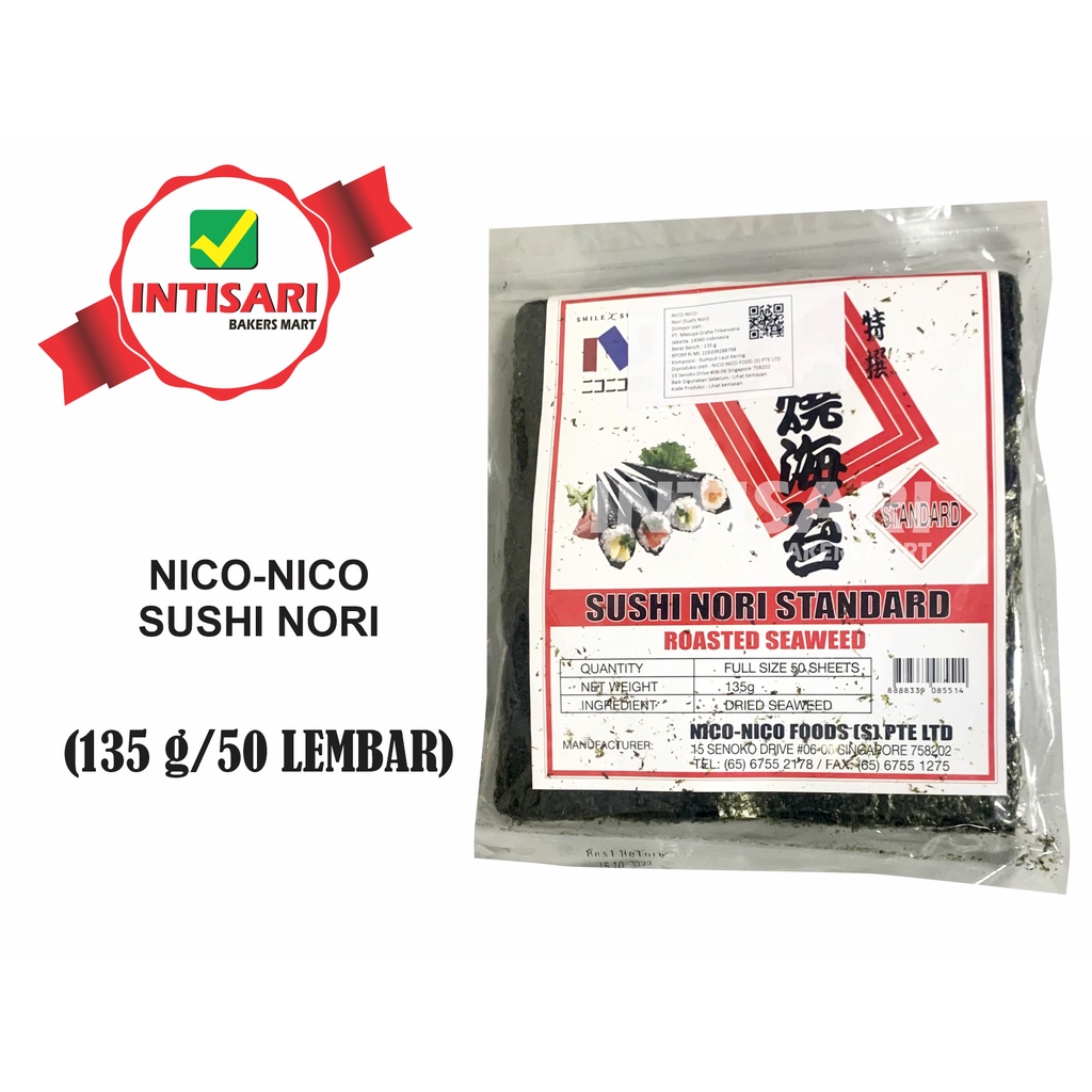 Nico-nico SUSHI NORI ROASTED SEAWEED 135g (50Pcs Contents) | Shopee ...