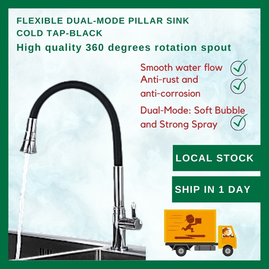 Flexible Dual-Mode Pillar Sink Cold Tap-Black | Shopee Malaysia