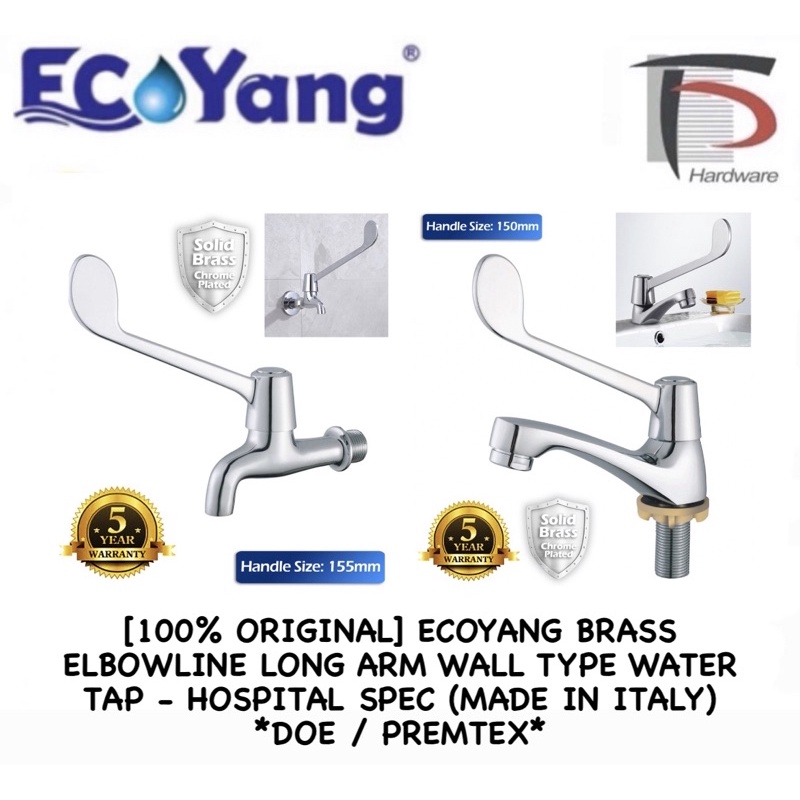 [100% ORIGINAL] ECOYANG BRASS ELBOWLINE LONG ARM WALL TYPE WATER TAP ...