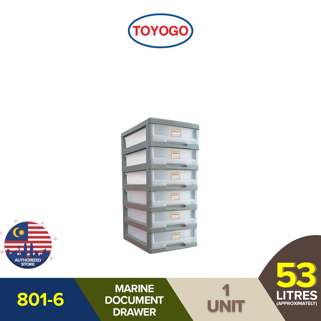 TOYOGO 6 Tiers Large Size Desktop Drawer with Wheels 801-6 (53L) [2 units] | Shopee Malaysia