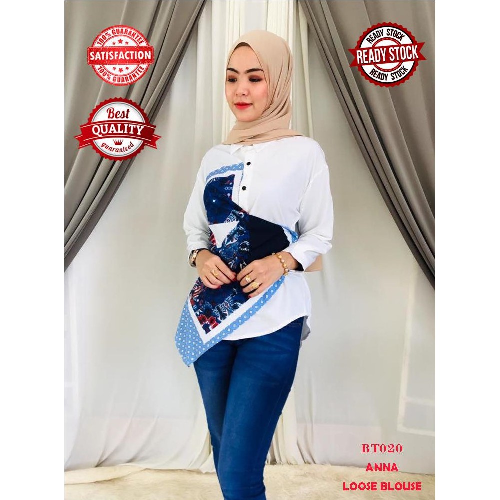 [Ready Stock] White Anna Loose Blouse-Baju Wanita-Kemeja Wanita-Baju ...