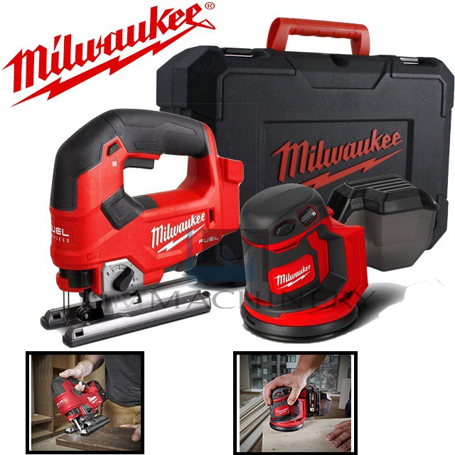 Milwaukee M18 FJS-0X Jig Saw + M18 Bos125-0X 255mm Orbit Sander ...