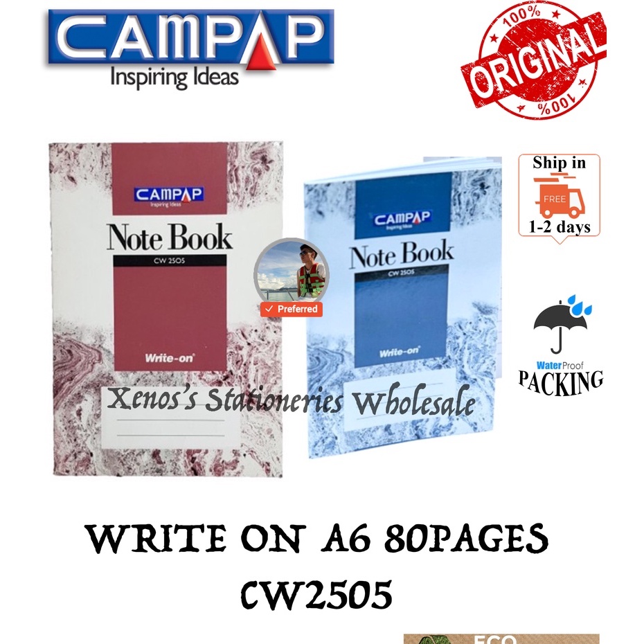 CAMPAP WRITE ON EXERCISE NOTE BOOK A6 80PAGES (READY STOCK) | Shopee ...