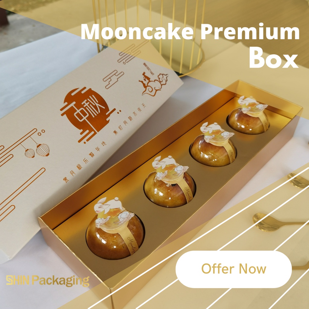 Mooncake Box Set with Matching Paper Bag (Holds 4 Pieces) 月饼盒套装附赠配套纸袋（可 ...