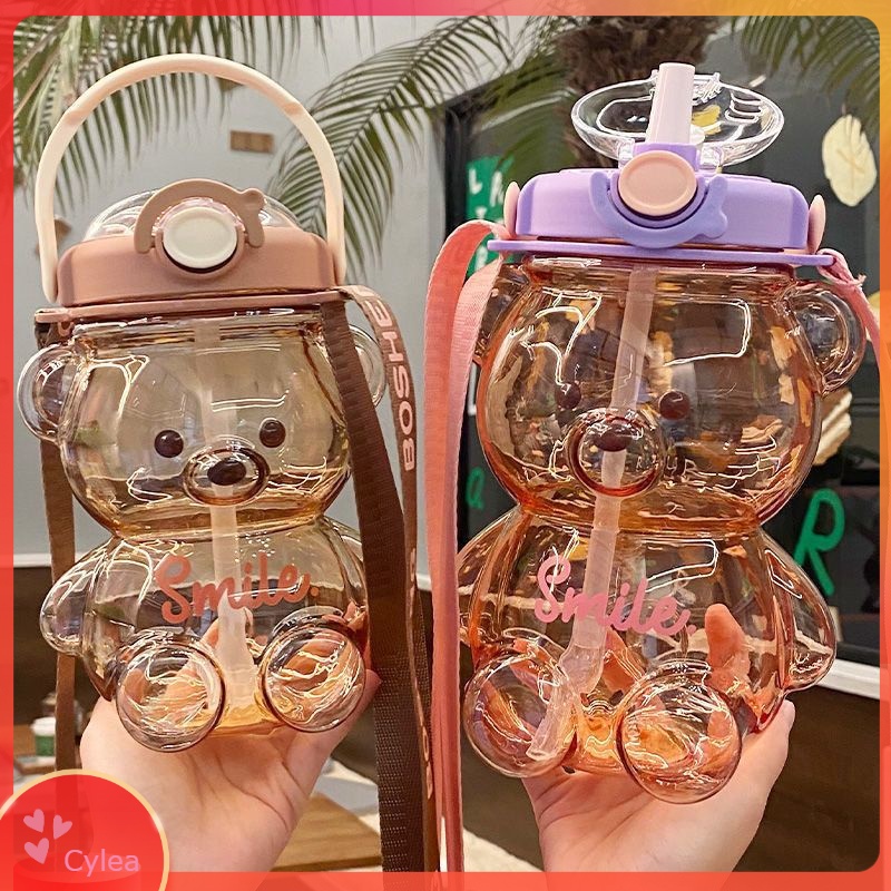 1L / 1.4L Cute Little Bear Water Bottle Punny Bottle Kid Tumbler With ...