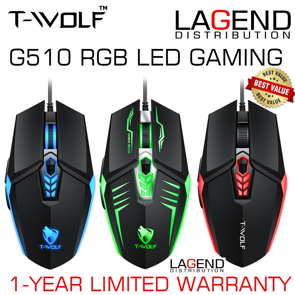 T-WOLF G510 RGB LED GAMING WIRED 3200DPI LED USB MOUSE | Shopee Malaysia
