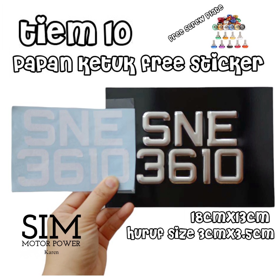 TIEM10 DESIGN PLATE BESI MOTOR KETUK (Warna Original Aluminum) Number ...