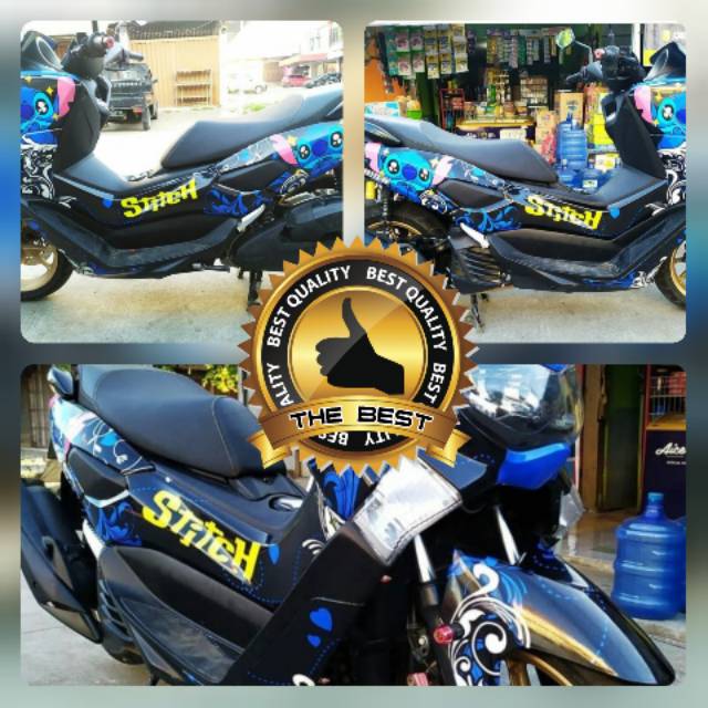 Sticker nmax stitch black custom blue full body custom design Free ...