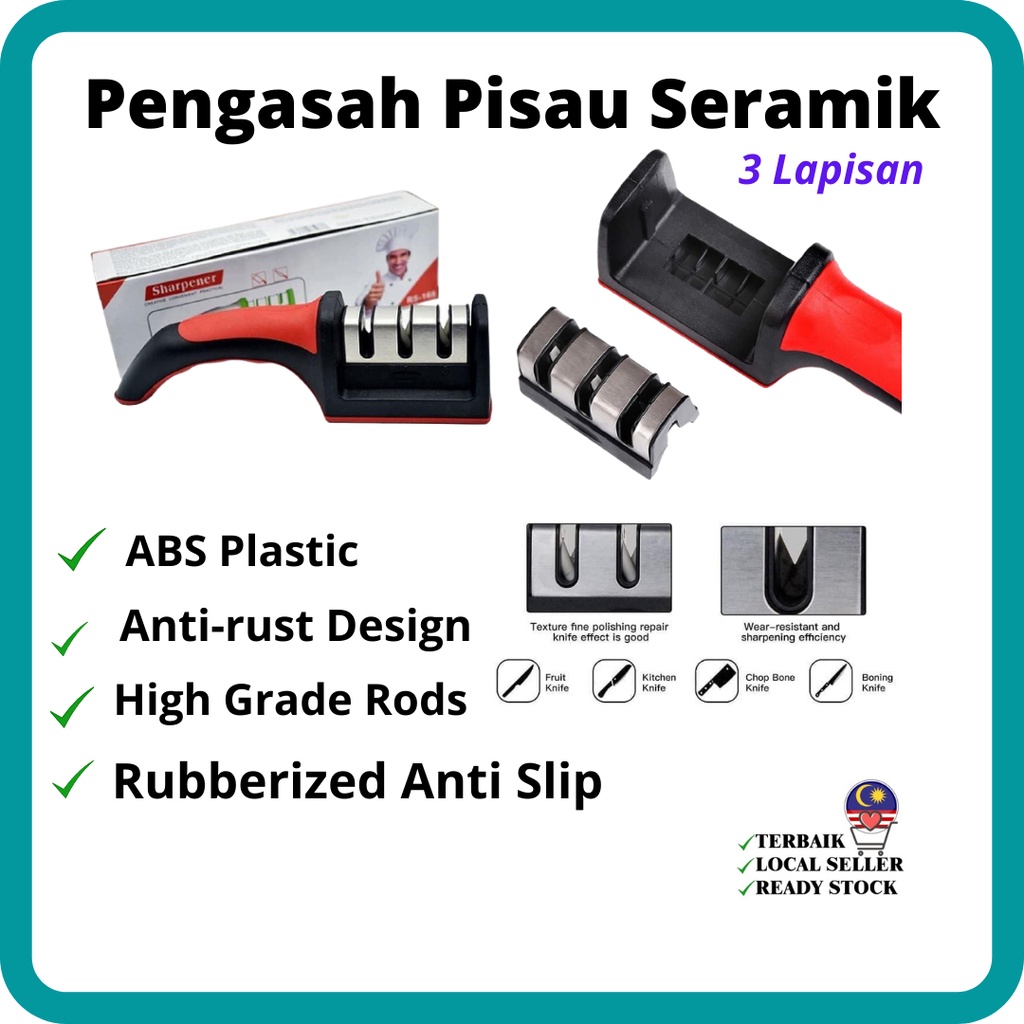 Pengasah Pisau-3 Stages Ceramic Knife Sharpener | Shopee Malaysia