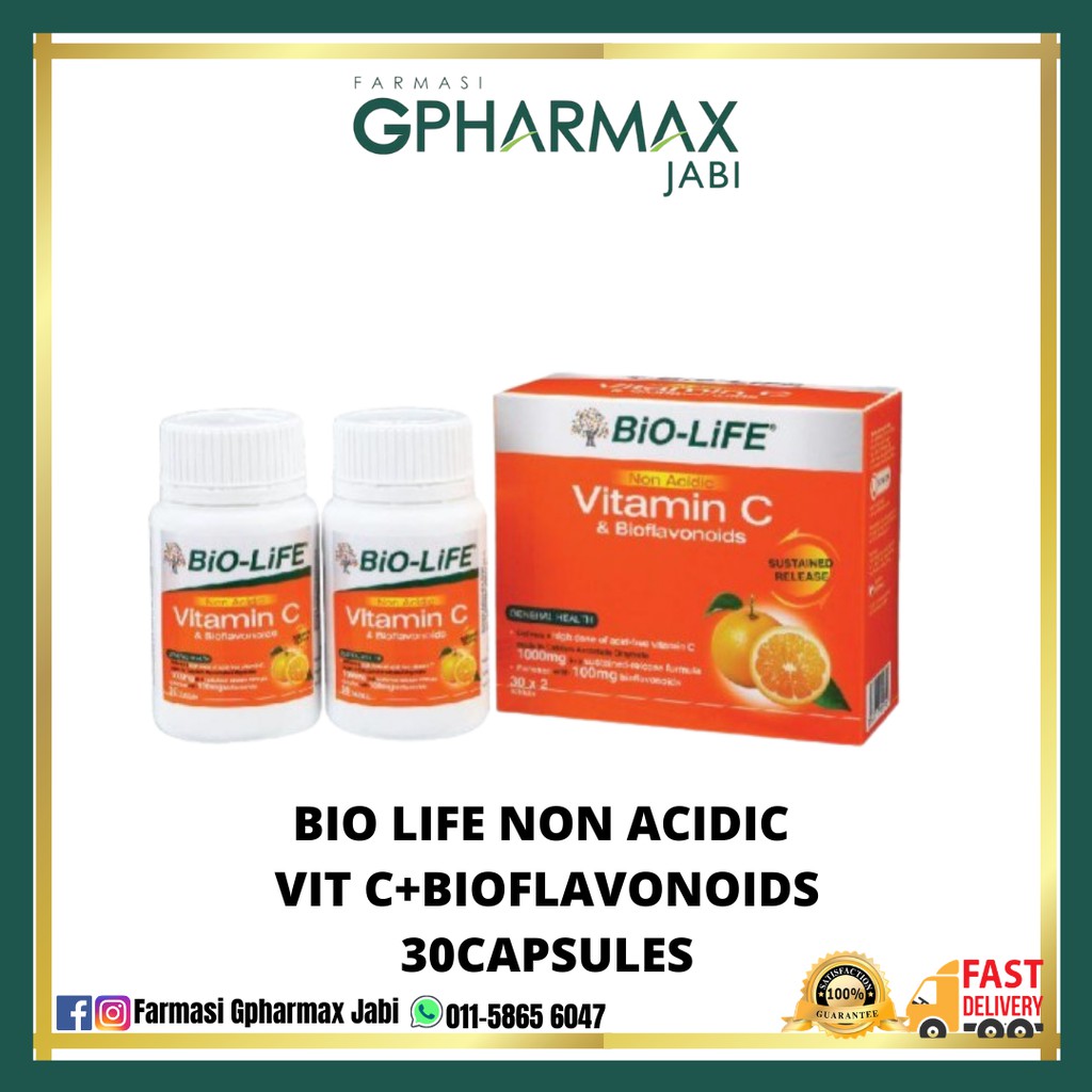 BIO LIFE NON ACIDIC VIT C+BIOFLAVONOIDS 30CAPSULESX2 | Shopee Malaysia