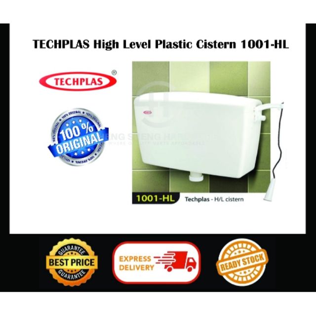 TECHPLAS 9LITER Elegen Plastic Cistern High Level 1104-HL/Tangki Jamban ...