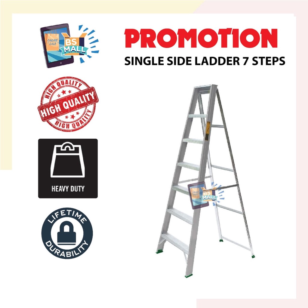 7 Step Single Ladder Aluminium Single Sided Ladder / Tangga 7 Step ...