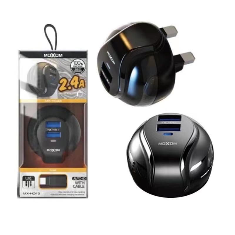 [Ready Stock] Moxom MX-HC43 Dual USB Port 2.4A Fast Charging Travel ...