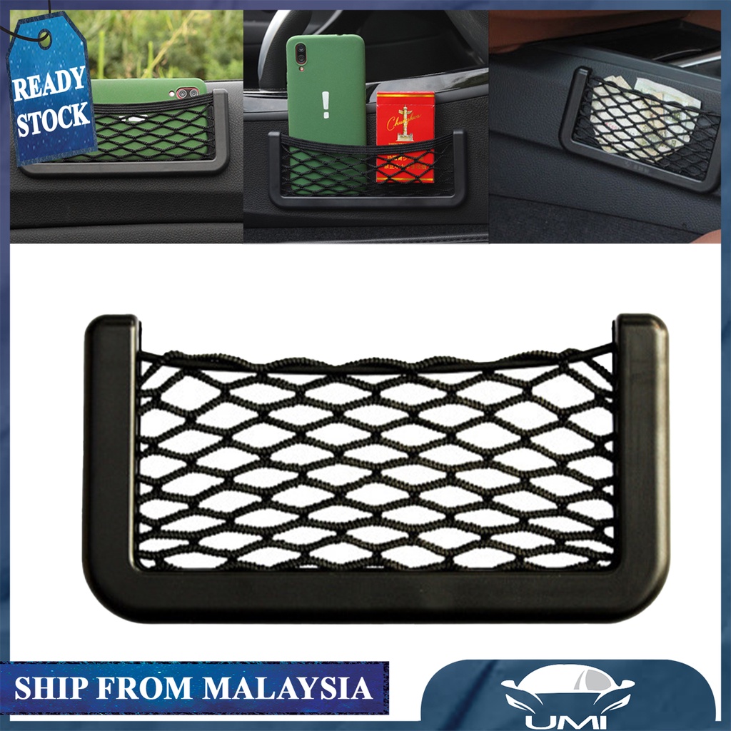 Seat Back Storage Net Phone Holder Pocket Poket Pemegang Telefon Bersih ...