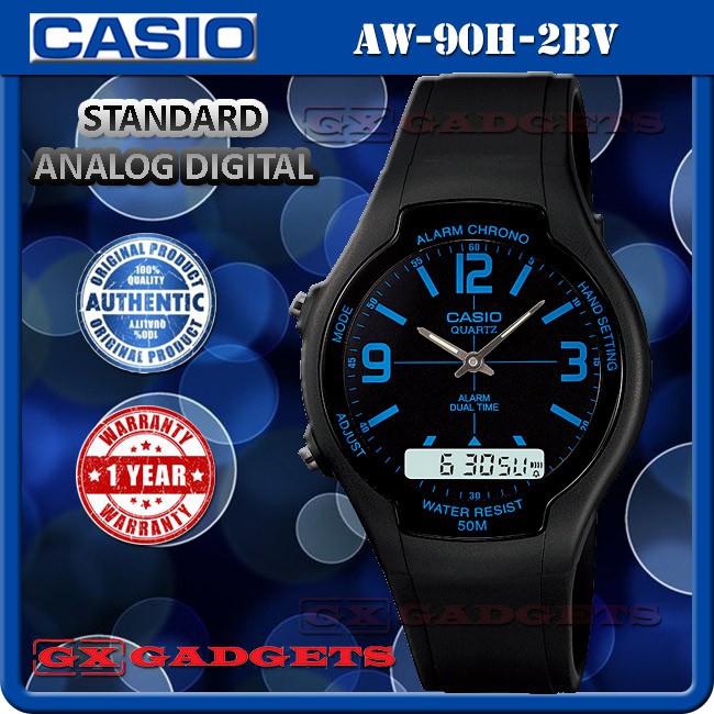 CASIO AW-90H-2BV STANDARD ANALOG DIGITAL WATCH DUAL TIME CALENDAR ALARM ...