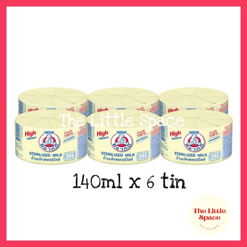 Nestle Bear Brand Sterilized Milk High Calcium 140ml x 6 Tin | Susu Cap Beruang | Shopee Malaysia