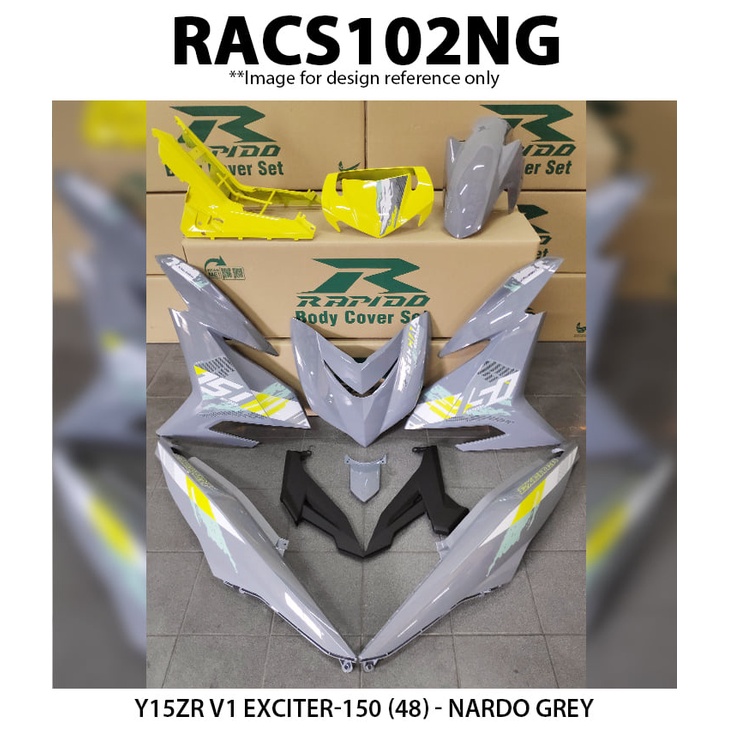 RAPIDO COVER SET Y15ZR V1/V2 EXCITER-150 (48) NARDO GREY (STICKER TANAM/AIRBRUSH) | Shopee Malaysia
