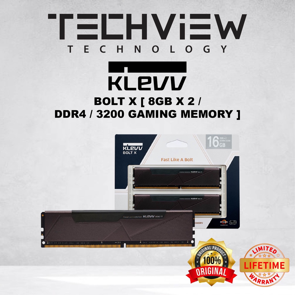 KLEVV BOLT X [ 8GB X 2 / DDR4 / 3200 GAMING MEMORY ] | Shopee Malaysia