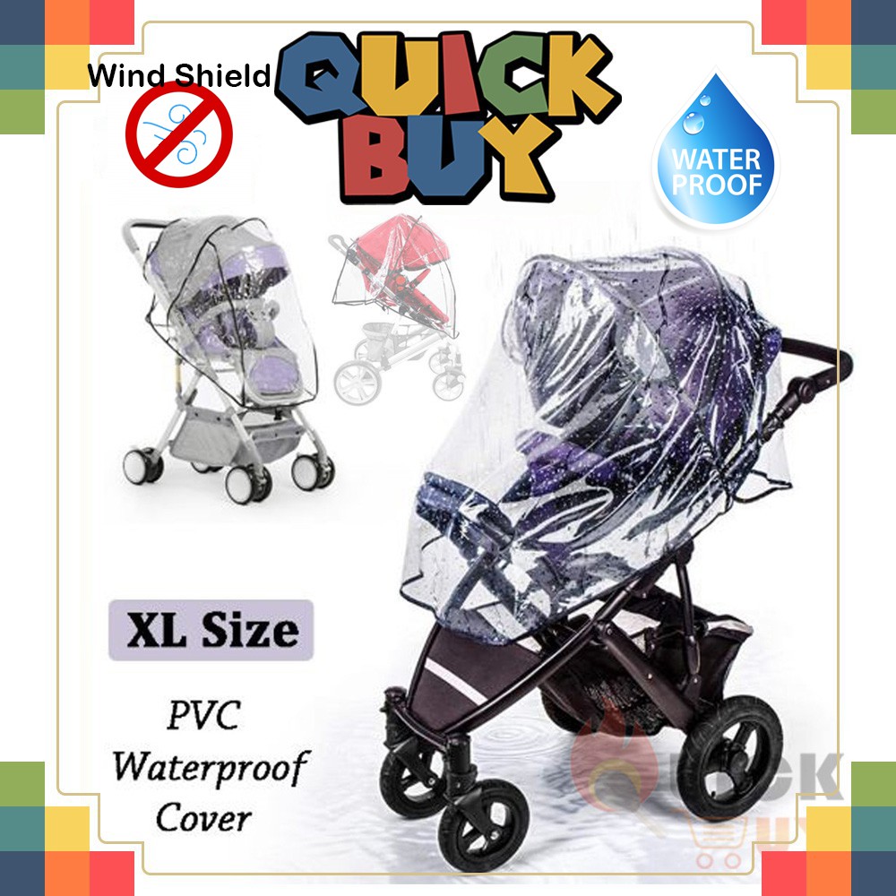XL Size PVC Transparent Waterproof Baby Stroller Rain Cover Dust Wind ...