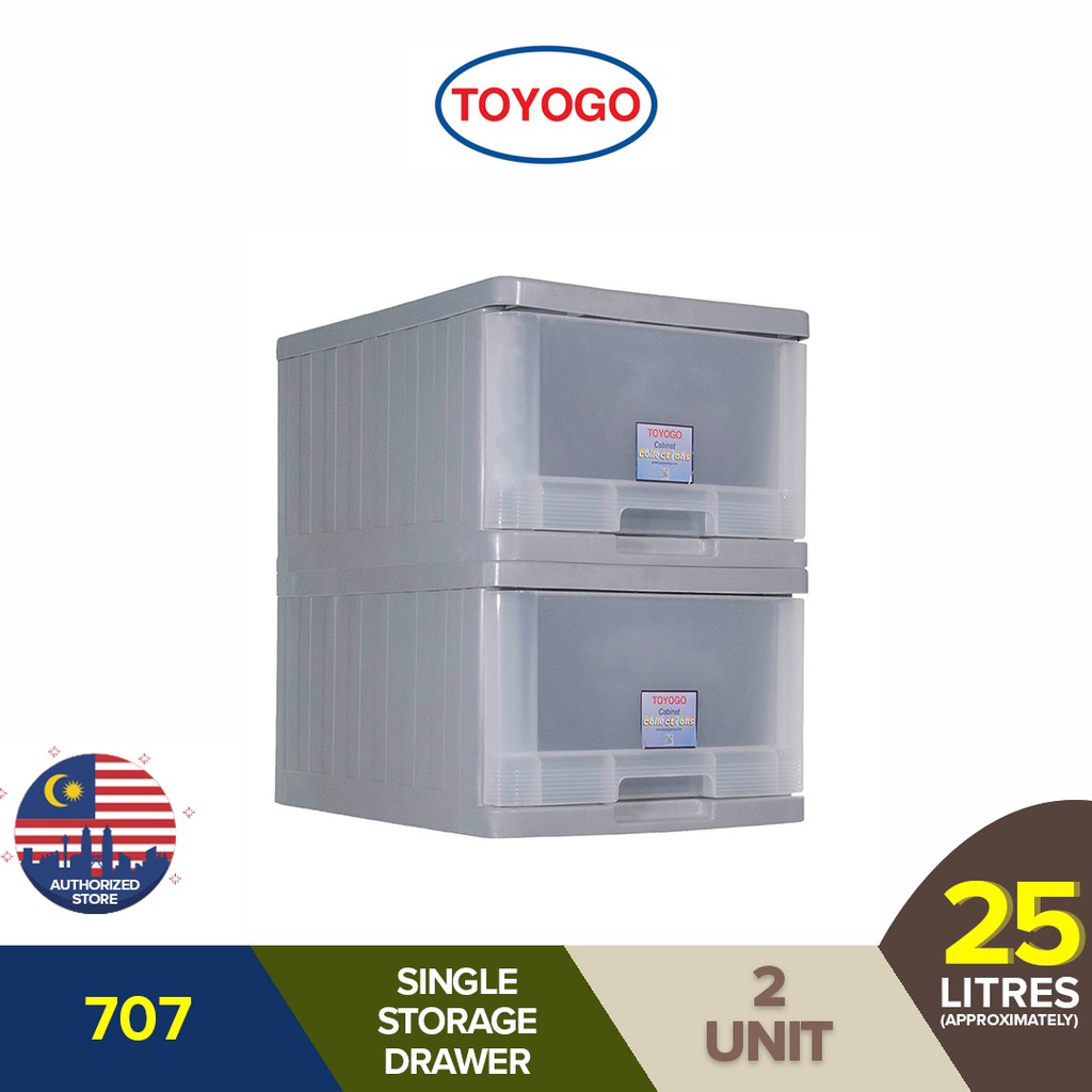 TOYOGO Single Storage Drawer 707 (25L) [2 units/4 units] | Shopee Malaysia