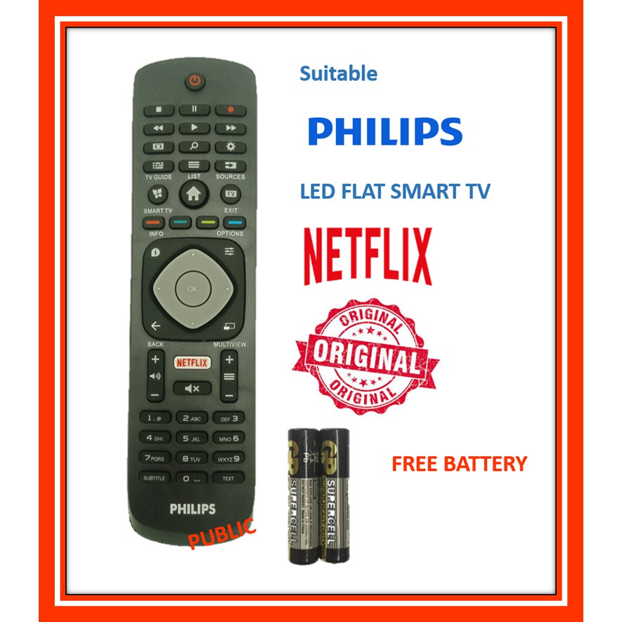 Replacement For Philips Flat Panel LED LCD Smart TV Remote Control Netflix | Shopee Malaysia