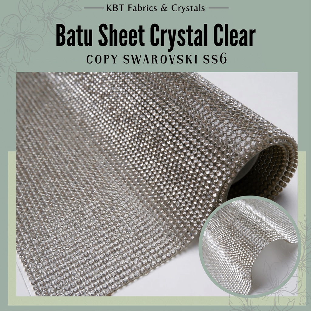SS6 Batu Sheet Copy Swarovski Rhinestone Crystal Clear Crystal AB Mesh Trim Resin Glass Hotfix ...