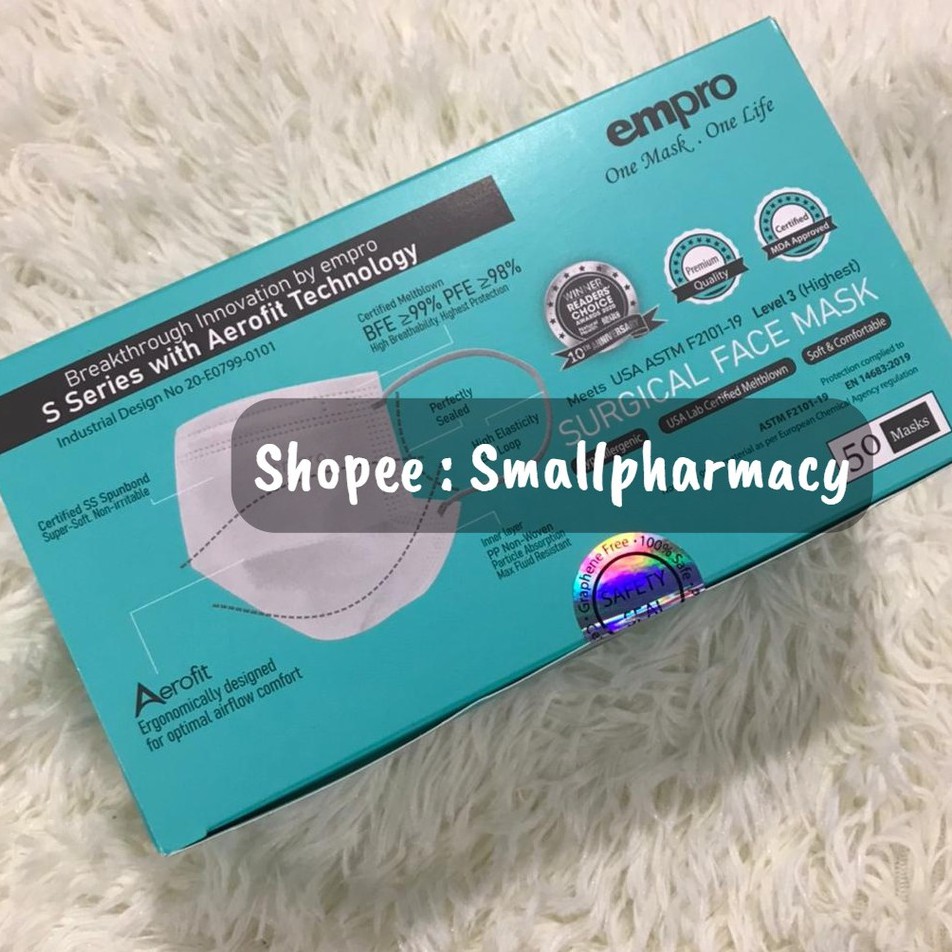 EMPRO S 3ply series Surgical Face Mask Box White 50s 102749 Pls add on ...