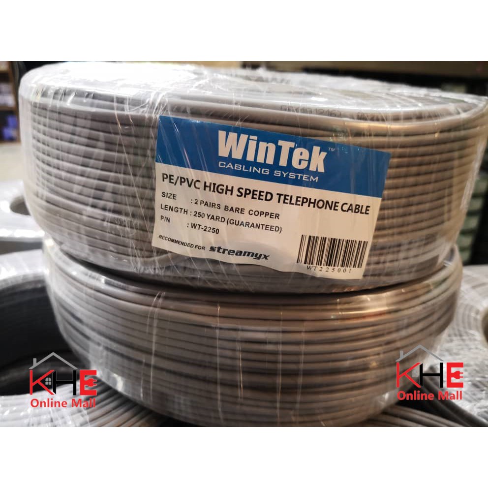WINTEK 2 PAIRS BARE COPPER PE/PVC HIGH SPEED TELEPHONE CABLE (250 YARD ...