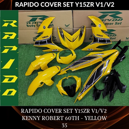 RAPIDO COVER SET Y15ZR V1/V2 KENNY ROBERT 60TH YELLOW (STICKER TANAM/AIRBRUSH) COVERSET | Shopee ...