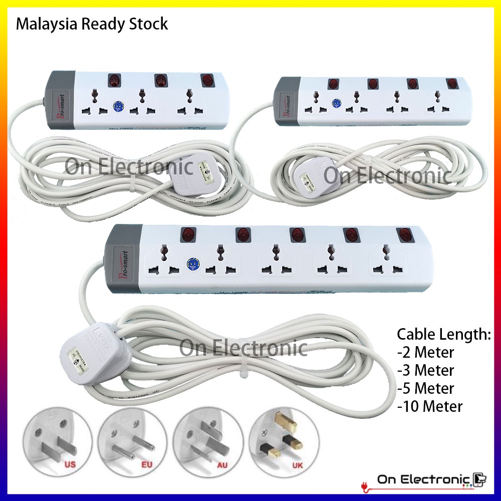Universal Socket Multi Extension Trailing Socket Extension Plug 3Gang ...