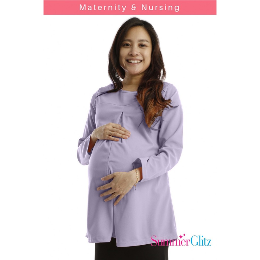 SUMMERGLITZ Maternity Blouse Ironless Nursing Blouse Baju Pregnant ...