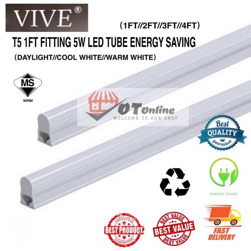 VIVE High Grade LED T5 Tube Light Drop Curve Light Ceiling Light Lampu Plaster Siling Mentol w ...