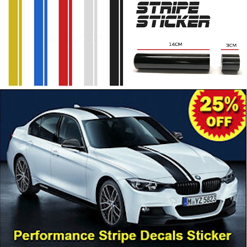 100cm Car Bonnet Strip Sticker Self Adhesive Racing Stripe New Myvi ...