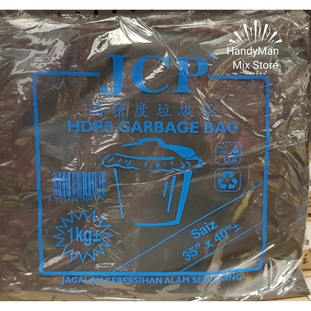 JCP HDPE Garbage Bag - XL (35" x 40") 1KG High Quality Garbage Bag ...
