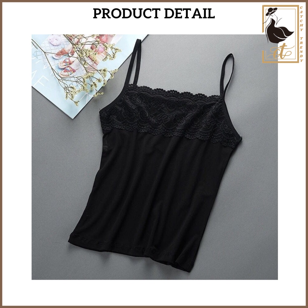 Women Lace Singlet Women Elastic Slim Stripe Strap Tank Top Baju ...