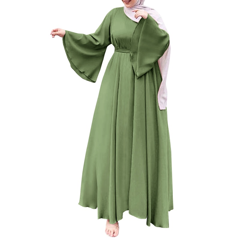 Hijabista Women Elegant Flare Sleeved Muslim Plus Size Long Dresses ...