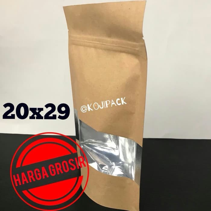 Standing Pouch Paper Aluminum Foil 20x29 Alu Kraft Window Transparent ...