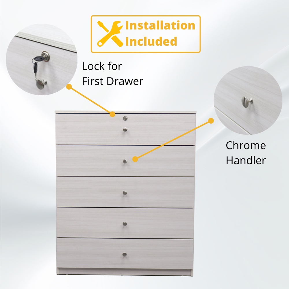 (Free Assemble) Laci Baju Drawer Storage Cabinet 5 Layer Chest Drawer ...