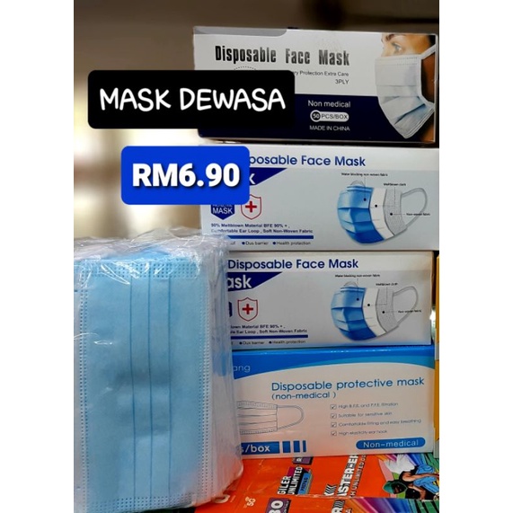 (Readystock) Face Mask / Pelitup Muka Dewasa /Mask Biru / Mask Hitam 3 ...