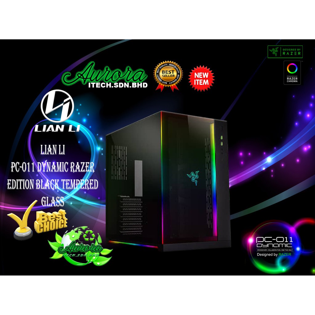 LIAN LI PC-O11 Dynamic Razer Edition Black Tempered glass on the front ...