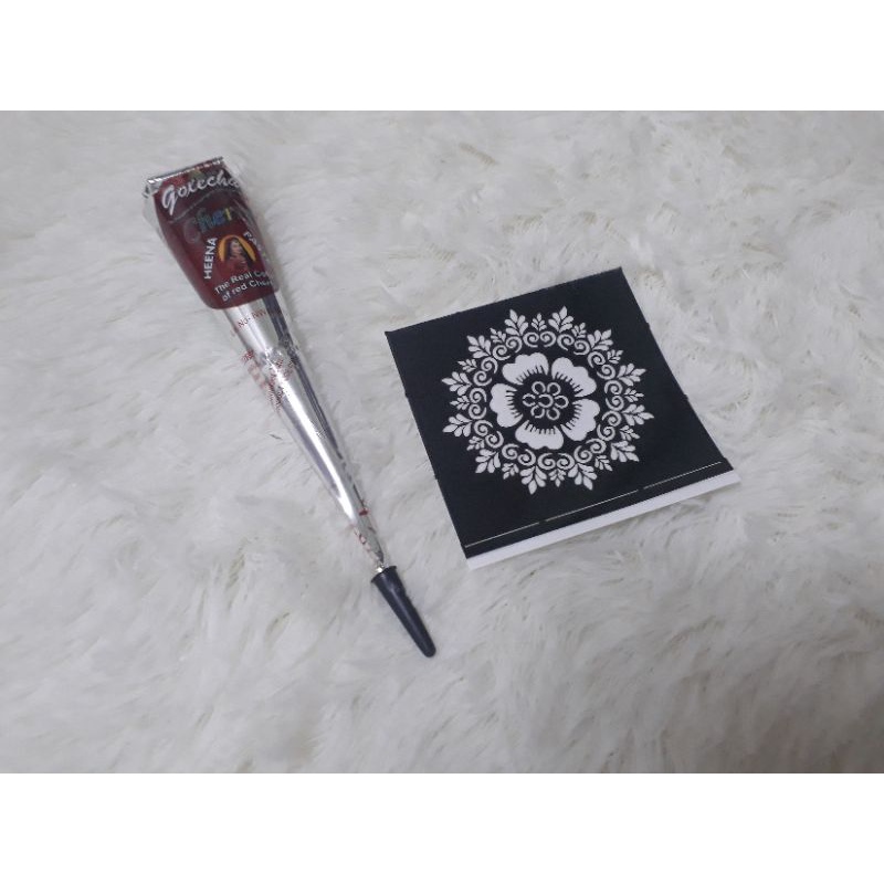 Sticker inai Raya murah reusable RM1, inai lukis warna merah/maroon ...