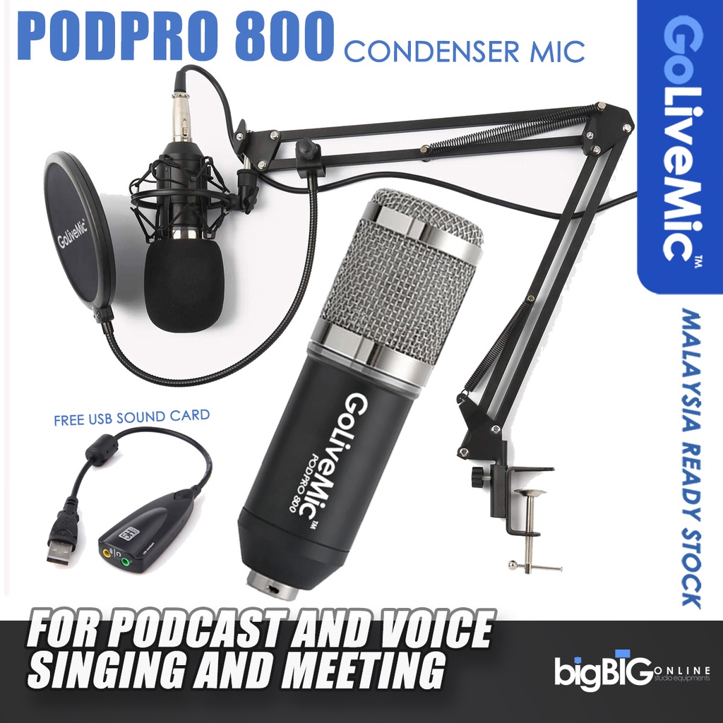 GoliveMic Podpro 800 Condenser Microphone Kit For Youtube, Bigo Live ...