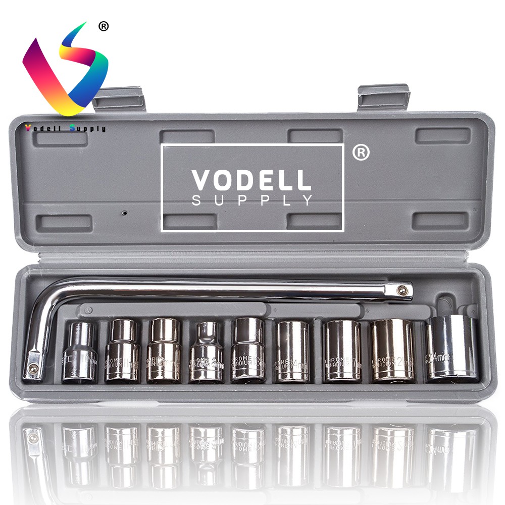 Set Kotak Soket Spanar /10pcs 1/2" L Type Spanner Box Socket Set Box ...