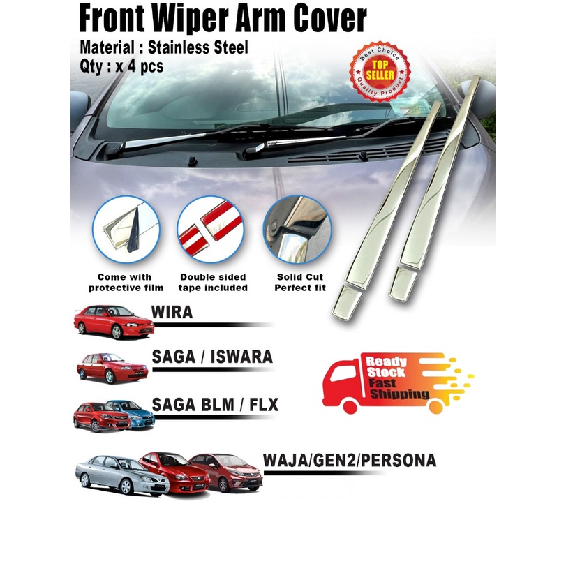 Front Wiper Arm Cover Stainless Steel Wira Saga Iswara lmst Saga BLM ...