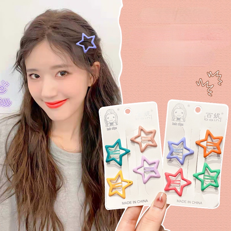 Korean Fashion Star Hairpin Cute Color Bb Clip Side Small Clip Hair ...