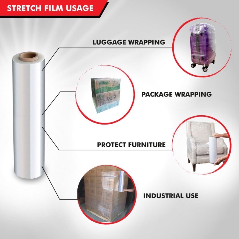 2.2kg Stretch Film Stretch Wrap Parcel ( Transparent Clear / Black ...