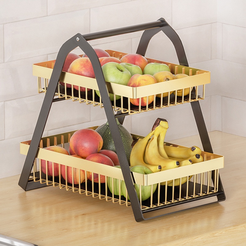 Kitchen multi-functional fruit and vegetable storage rack two-tier ...