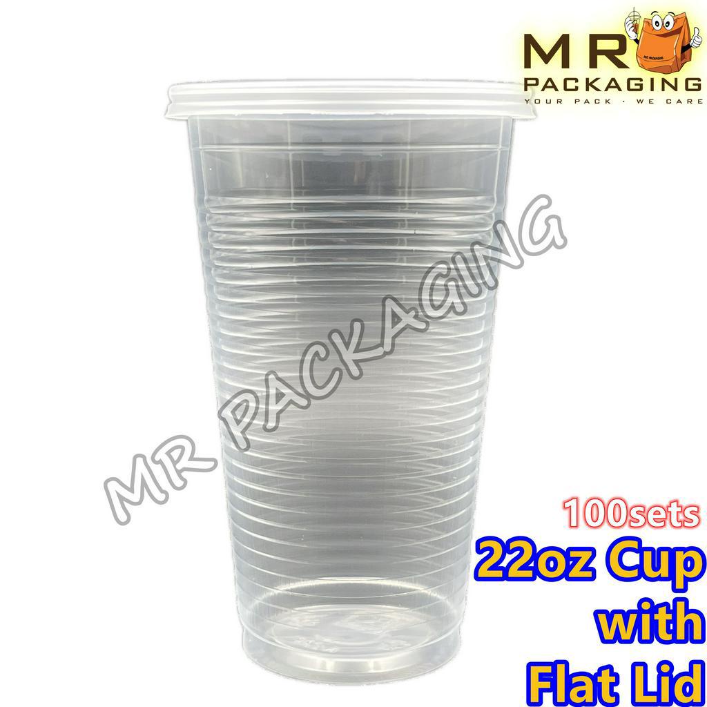 EC 22oz PP Cup with " Flat Lid " [ 100sets± ] A22C - Disposable Plastic ...