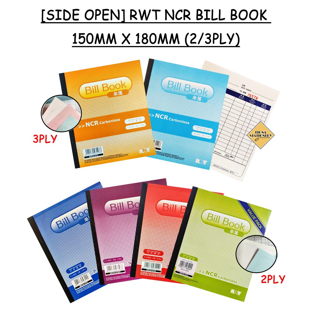 [SIDE OPEN] RWT NCR Bill Book 150mm x 180mm (2/3PLY) | Shopee Malaysia