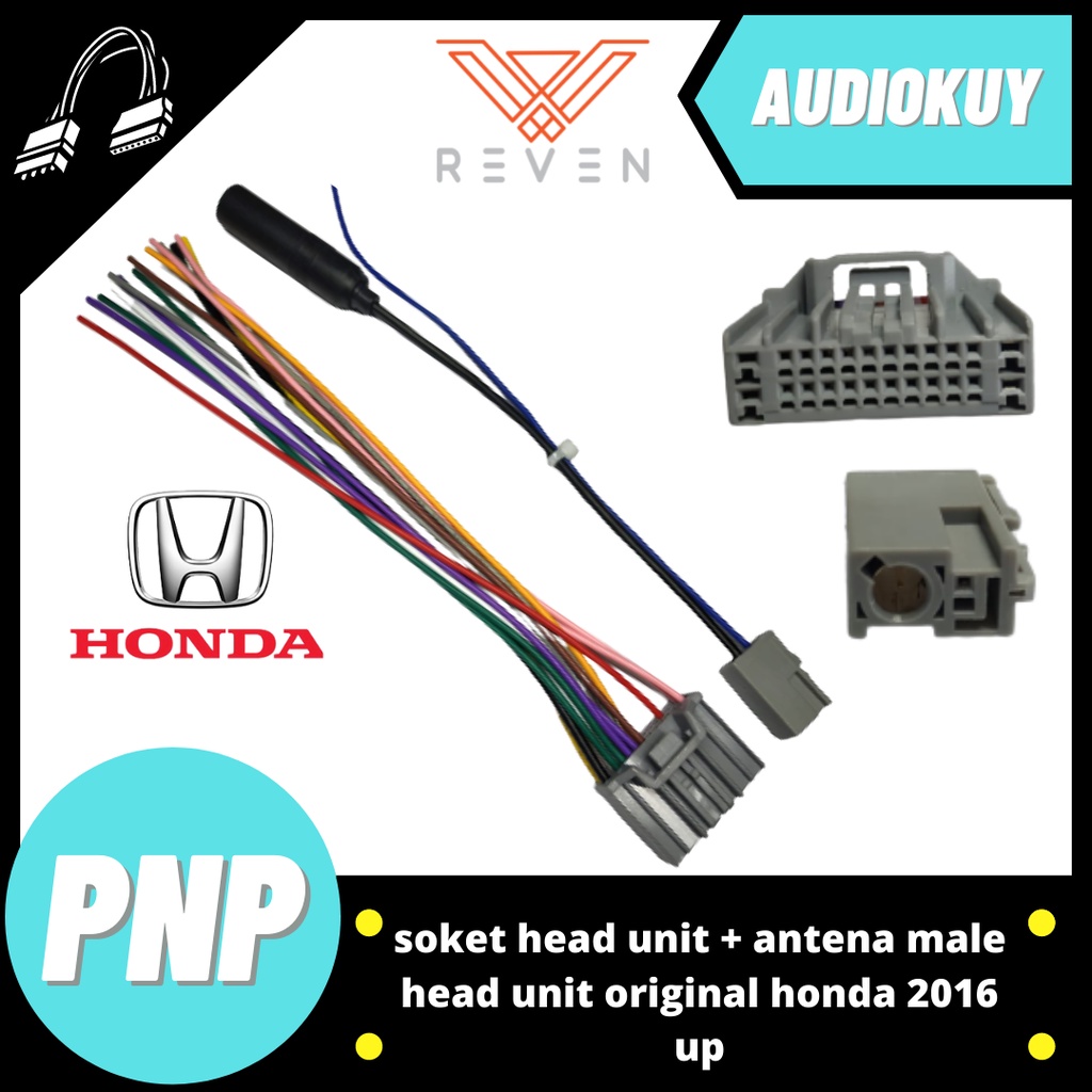 Head unit socket + male head unit antenna original honda 2016 up ...